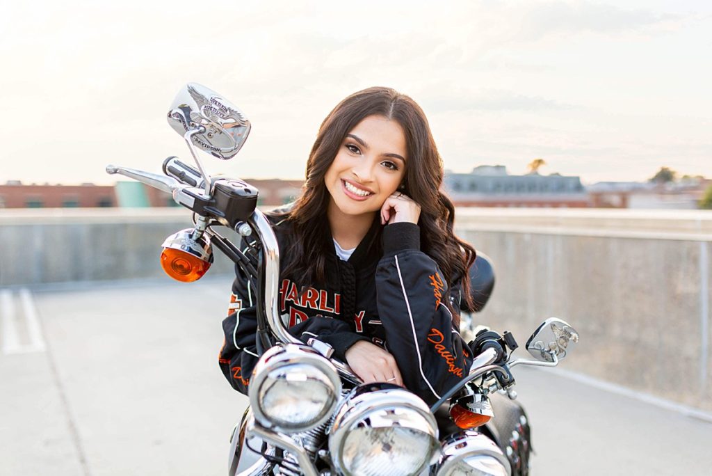 Downtown Fredericksburg Senior Session featuring a Harley Davidson ...